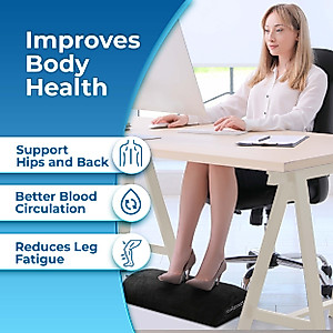Foot Rest for Under Desk at Work - Adjustable - Ergonomic Office Desk Foot Rest, Under Desk Footrest with Washable Cover, Desk Foot Stool Work from Home Accessories
