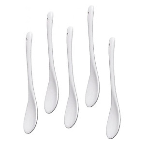 pizarra 5PCS White Porcelain Egg Spoons Ceramic Spoons Coffee Spoon Dessert Spoon Dip Serving Spoon