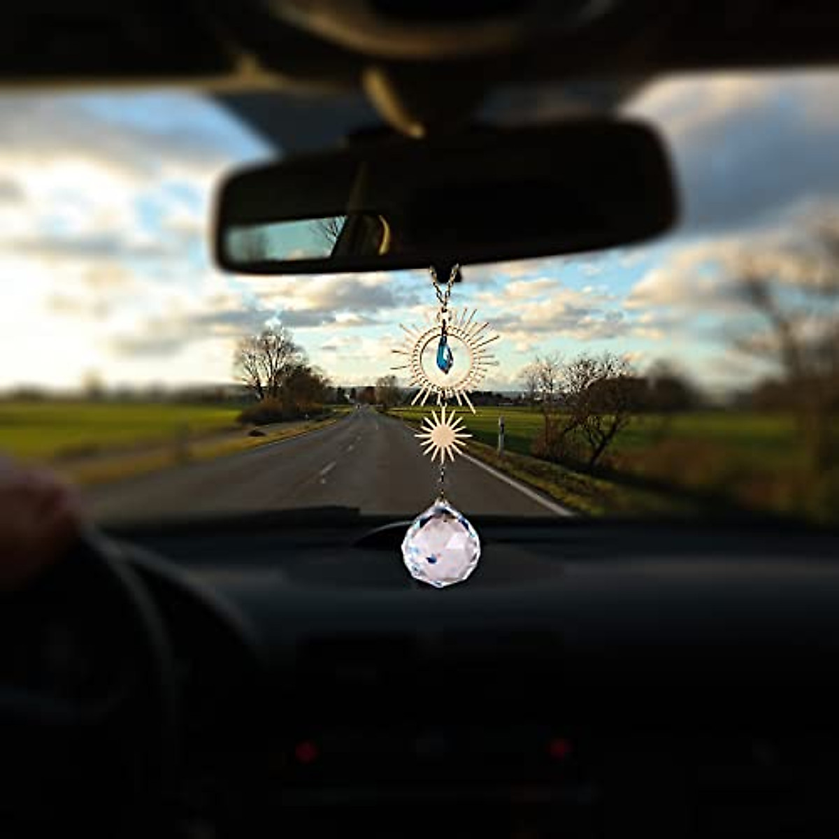 Boho Suncatcher for Window, Handmade Crystal Suncatcher Beads Ornament, Hanging Crystal Window Prism Ball Pendant, 30mm Rainbow Maker Decor Gift, Stained Glass Sun Catchers for Garden Car Decoration