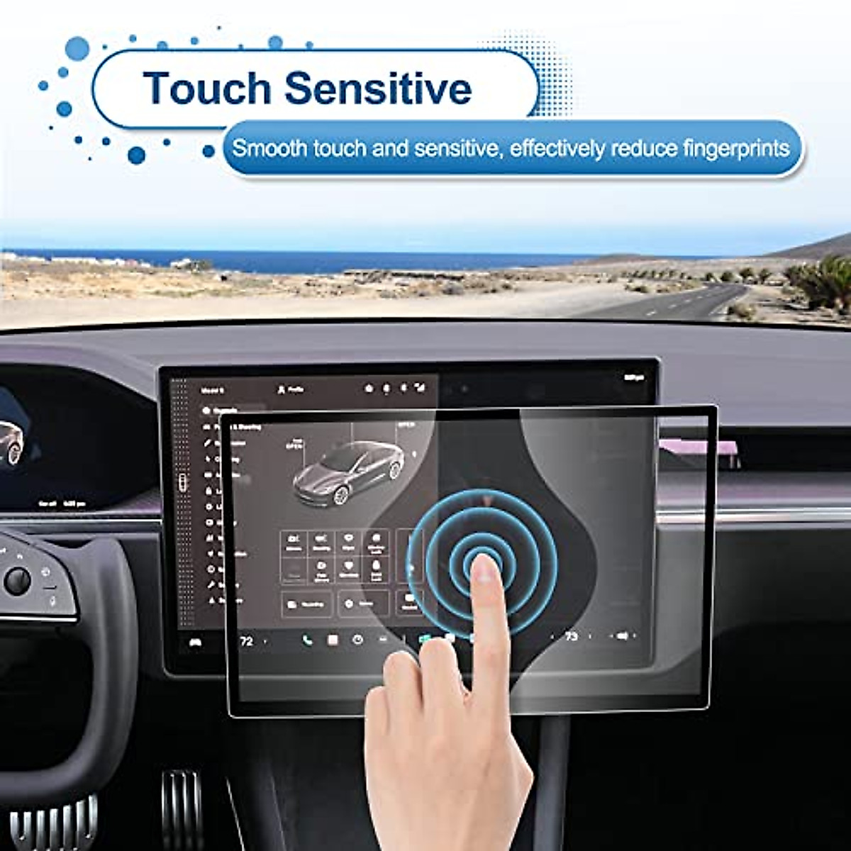 Coleya 2021 2022 2023 Model S/Model X Screen Protector for Tesla Model (Base/Long Range/Plaid) 17-inch Touch Screen, 2022 2023 Model S Model X Tempered Glass HD Transparent Protective Film