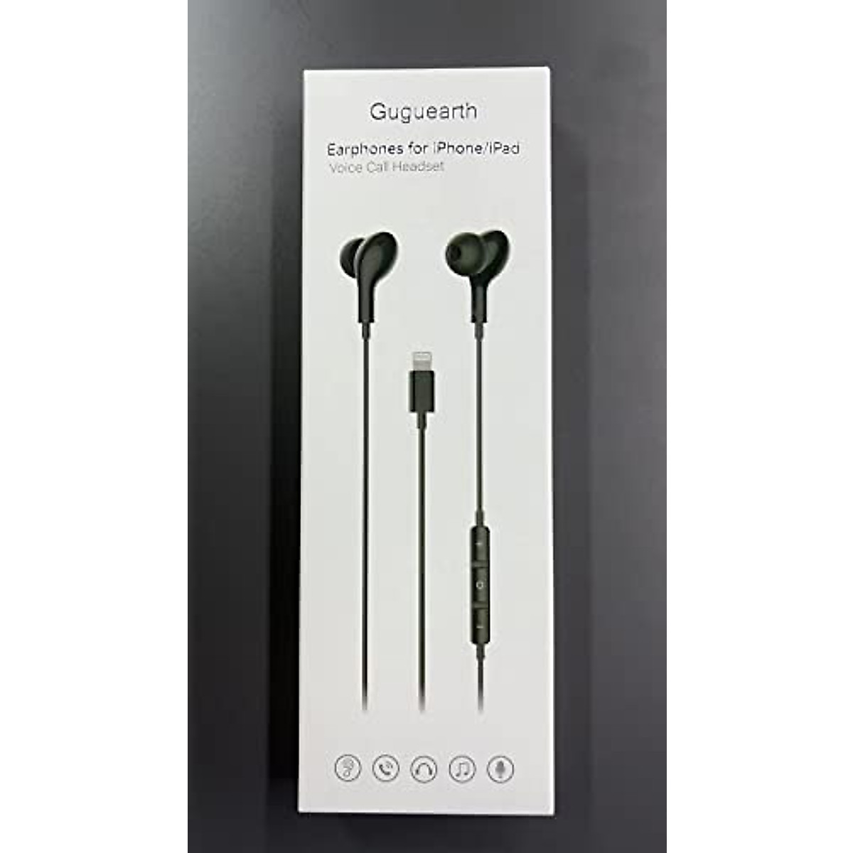 Guguearth Lightning Headphones for iPhone,MFi Certified in-Ear Lightning Earphones for iPhone,Magnetic Earbuds for iPhone with Mic Controller Compatible with iPhone 14 13 12 11Pro Max XR 8 7 (Black)