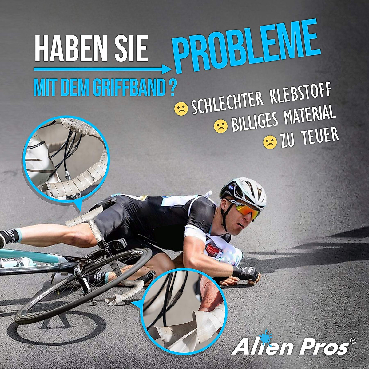 ALIEN PROS Bike Handlebar Tape EVA (Set of 2) Black - Enhance Your Bike Grip with These Bicycle Handle bar Tape - Wrap Your Bike for an Awesome Comfortable Ride (Set of 2, Black)