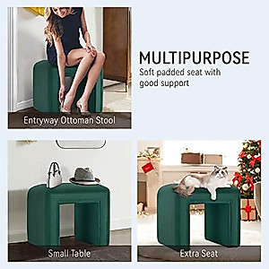 Get Set Style Velvet Ottoman, Vanity Stool Chair Modern Velvet Ottoman Footstool with Wood Legs Sofa Bench Extra Seating for Makeup Room,Living Room, Entryway(Fully Assembled)