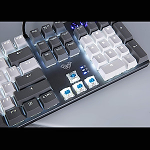 CCTECH Chichen Mechanical Gaming Keyboard,USB Wired,Magnetic Wrist Rest,Pure White Backlight Classic Keycaps,for Gaming,Office and Home,Dedicated Media Keys. (Black)