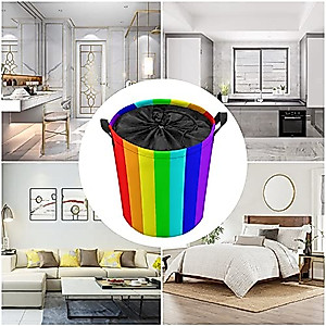 KURISOE Rainbow Laundry Basket Colorful Pride Geometry Laundry Hamper Vibrant Progress Bag Washing Bin Collapsible Laundry Basket for Women Bedroom, Bathroom, Dorm