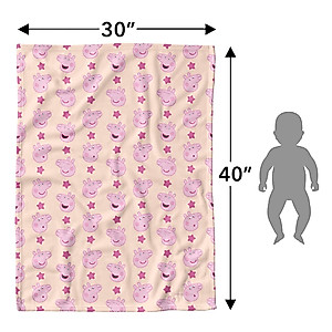 LOGOVISION Peppa Pig Lightweight Baby Blanket, 30"X40", Peppa Face Pattern Unisex for Infants Girls & Boys