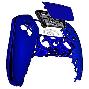 eXtremeRate Chrome Blue Glossy Touchpad Front Top Shell Compatible with ps5 Controller BDM-010 020 030 040 050, DIY Replacement Shell Custom Touch Pad Cover Compatible with ps5 Controller
