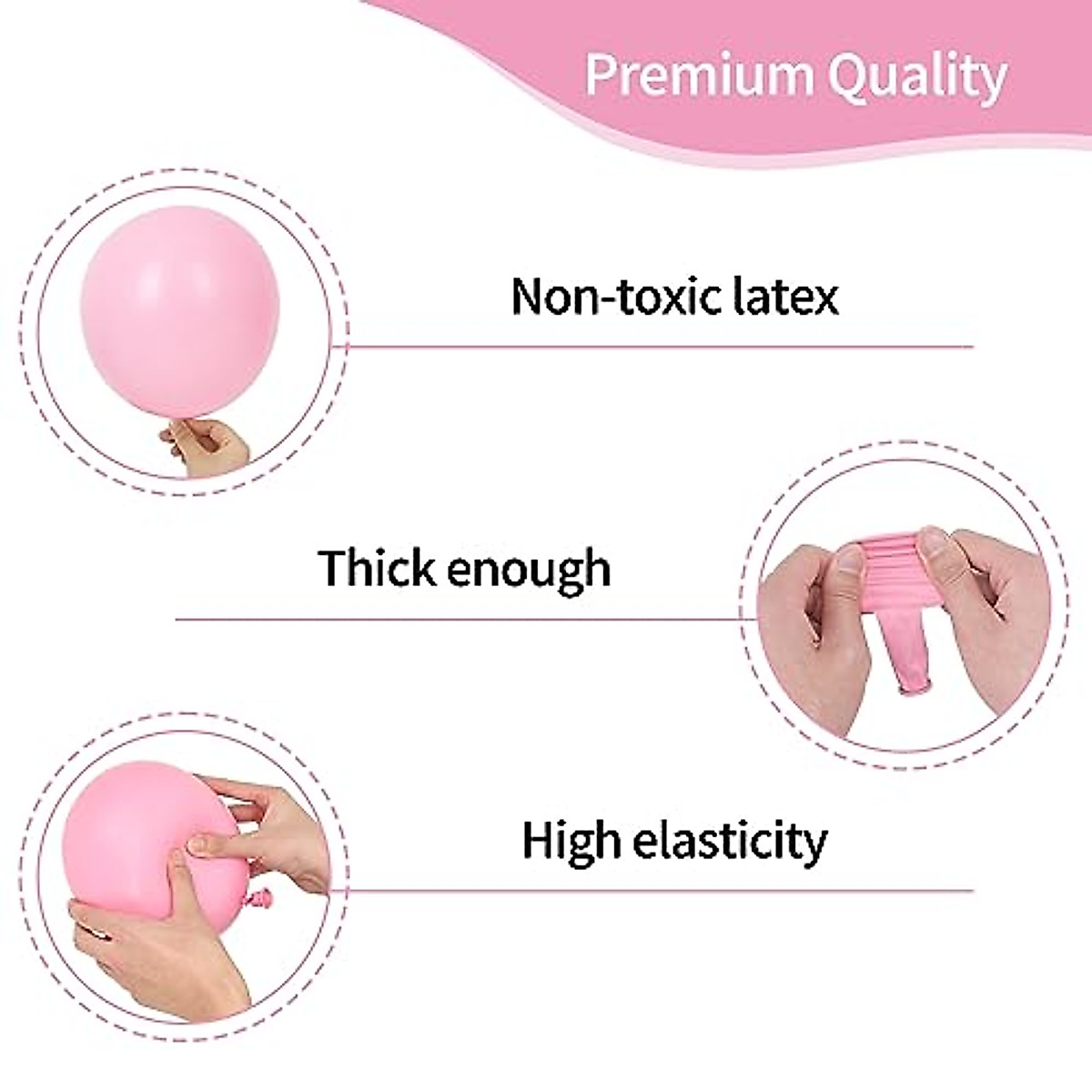 RUBFAC Pastel Pink Balloons, 70pcs 5 Inch Light Pink Balloons and Ribbon, Thick Latex Balloons for Valentine's Day Birthday Wedding Baby Shower Graduation Anniversary Party Decorations