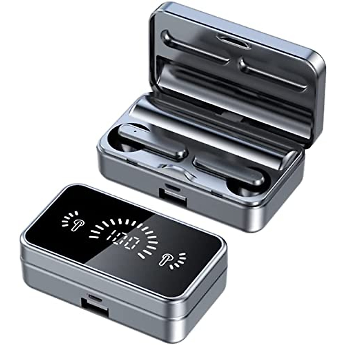 Wireless Earbuds, Bluetooth Headphones LED Display Charging Case IPX7 Waterproof Built-in Mic Deep Bass High-Fidelity Stereo Earphones for Sports Work