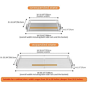 SANNO Expandable Pull Out Drawer Organizer and Storage, Cabinet Pots Pans Organizer Sliding Shelf Under Sink Shelf, Expandable Slide Out Shelves for Home, Kitchen, Bathroom, Pantry, Closet(2pack)