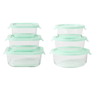 Martha Stewart 12 Piece Storage Borosilicate Glass Container Set w/Snap Martha Blue Lids