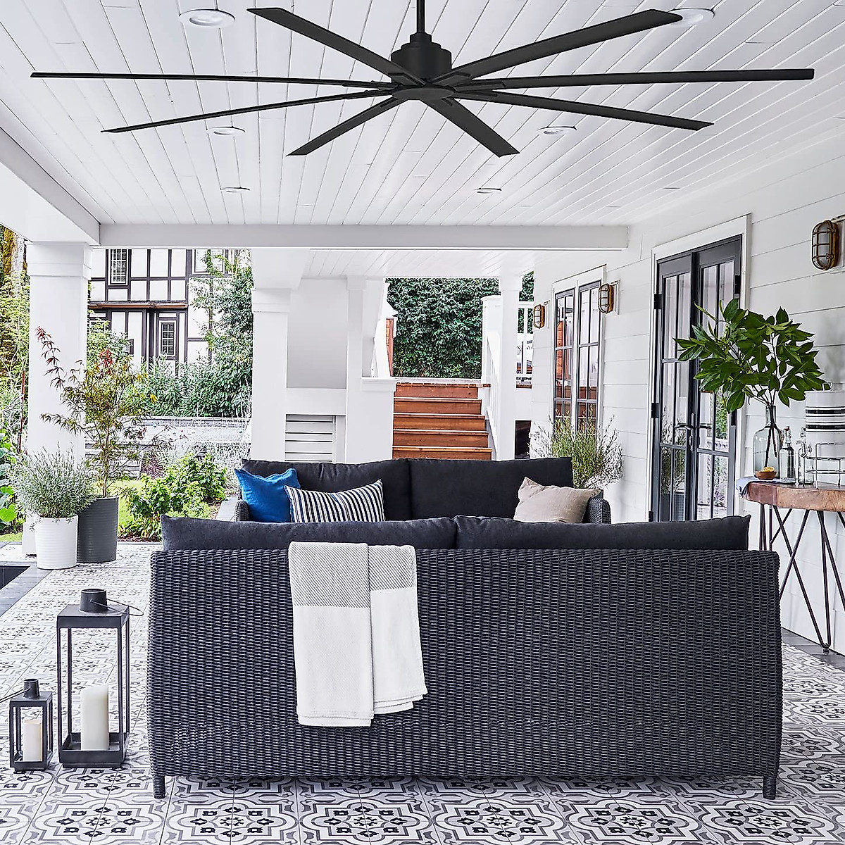 MINKA-AIRE F896-84-CL Xtreme H2O 84 Inch Outdoor Ceiling Fan with DC Motor, Coal Black Finish