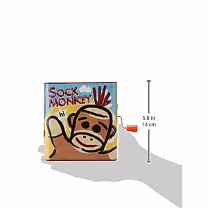 Sock Money Jack in the Box - Timeless Children's Musical Toy - Colorful Embossed Tin Box and Classic Sock Monkey Design - Age 18 months and Up