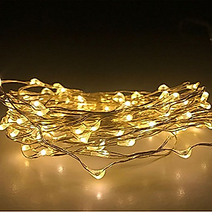 Solar Powered String Lights, 100 LED Copper Wire Lights, Waterproof Starry String Lights, Indoor/Outdoor Solar Decoration Lights For Gardens, Patios, Homes, Parties: 20 ft, Warm White