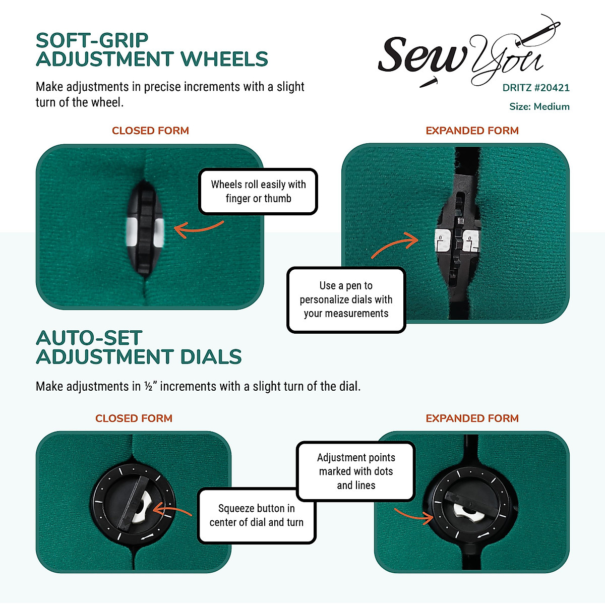 Dritz Sew You Adjustable Dress Form, Medium