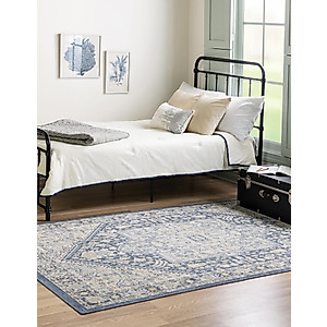 Unique Loom Whitney Collection Area Rug - Milano (7' 10" x 10' Rectangle, French Blue/ Ivory)