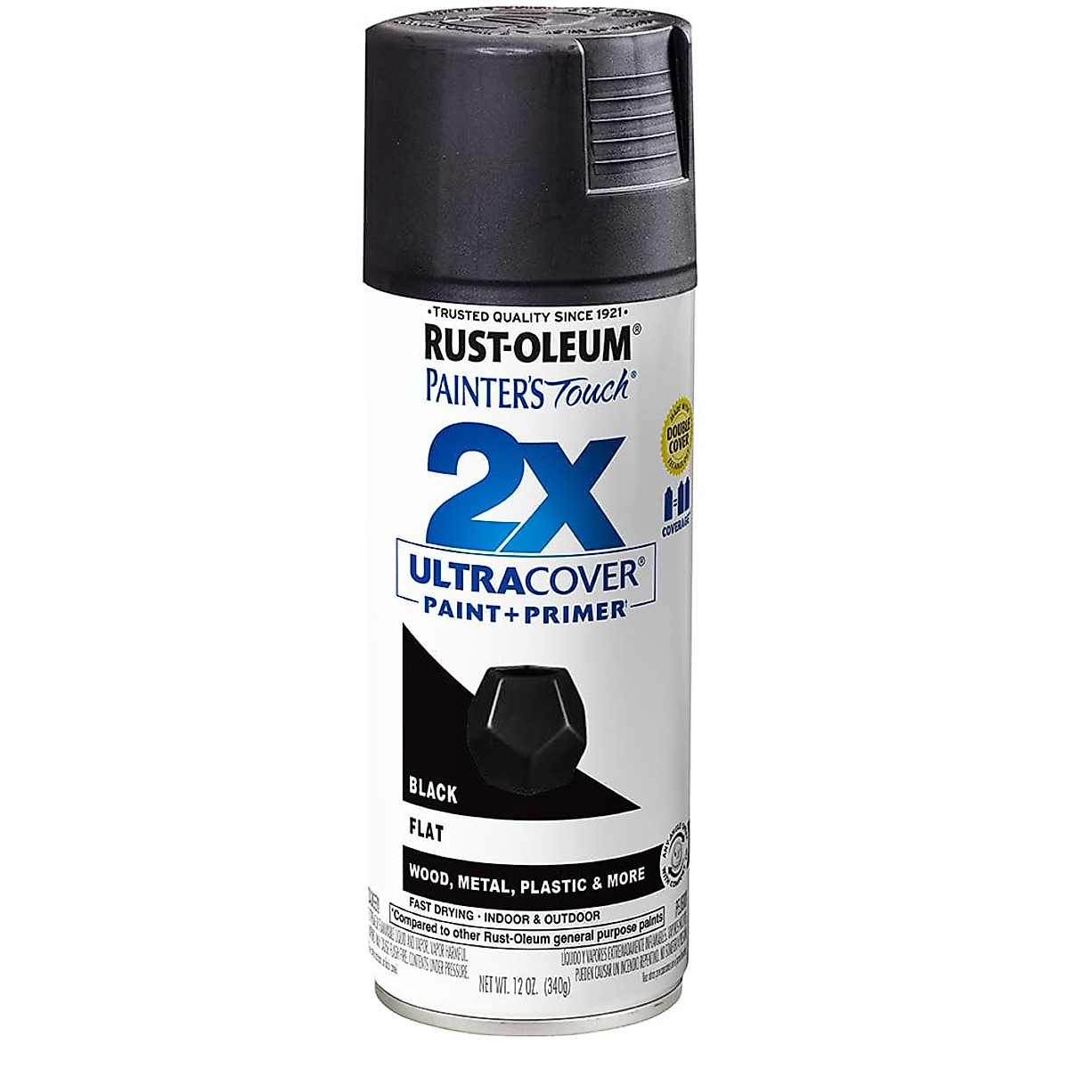 Rust-Oleum 249127 Painter's Touch 2X Ultra Cover, 12 Oz, Flat Black