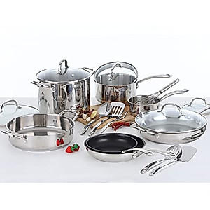 Kitchen Academy Stainless Steel Cookware Sets - 18-Piece Nonstick Cookware Sets, Kitchen Induction Pots and Pans Set