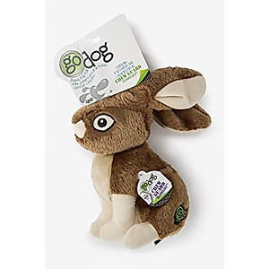 goDog Wildlife Rabbit Squeaky Plush Dog Toy, Chew Guard Technology - Brown, Large