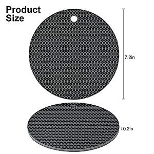 Zoyizi Silicone Trivets for Hot Dishes, Pots&Pans, Hot Pads for Kitchen, Silicone Trivet mat for Table Tops, Silicone Pot Holder for Countertops, Heat Resistant Mat, Round Silicone Mats Set 4 Black