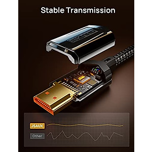 JSAUX 8K HDMI Cable 2.1 6FT 2-Pack 48Gbps Ultra High Speed Braided HDMI Cord(8K@60Hz 4K@120Hz) eARC HDR10 HDCP 2.2 & 2.3 3D, Compatible for PS5/PS4/X-Box/Roku TV/HDTV/Blu-ray/LG/Samsung QLED-Black