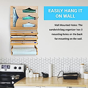 Star House 8 in 1 Ziplock Bag Storage Organizer for Kitchen Drawer, with wax, foil and plastic wrap Dispenser and Napkin holder. Compatible with Gallon, Quart, Sandwich and Snack Variety Size Bag