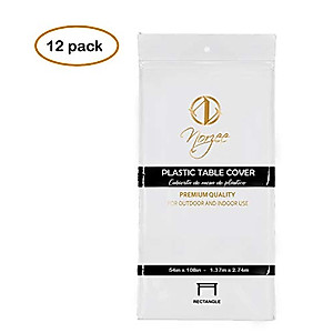 16-Pack White Disposable Plastic Tablecloths, 54" x 108" Plastic Table Cloth, Rectangle Table Cover (White , 16 Pack Rectangle 54" X 108")