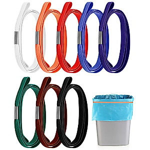 Shappy 8 Pieces 3.28 ft Trash Can Bands Large Rubber Bands Garbage Can Bag Holder 13-30 Gallon Garbage Can, Colorful Litter Box Band Loop for Trash Can Outdoor, 8 Colors