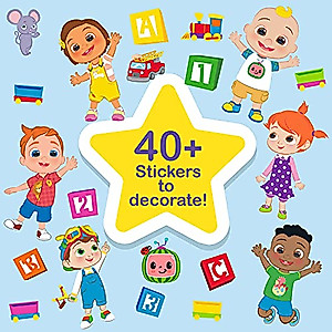 Creative Kids Cocomelon Decorate Your Own Water Bottle BPA Free Toddler Water Bottle with 4 Sheets of Customized Stickers - DIY Arts and Crafts - Easy to Grip Durable Gift for Boys & Girls Age 3+