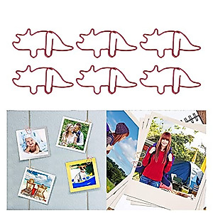 Pssopp 100Pcs Animal Shaped Paperclip, Dinosaur Shaped Coated Paper Clips Bookmark Clips Office Supplies for Document