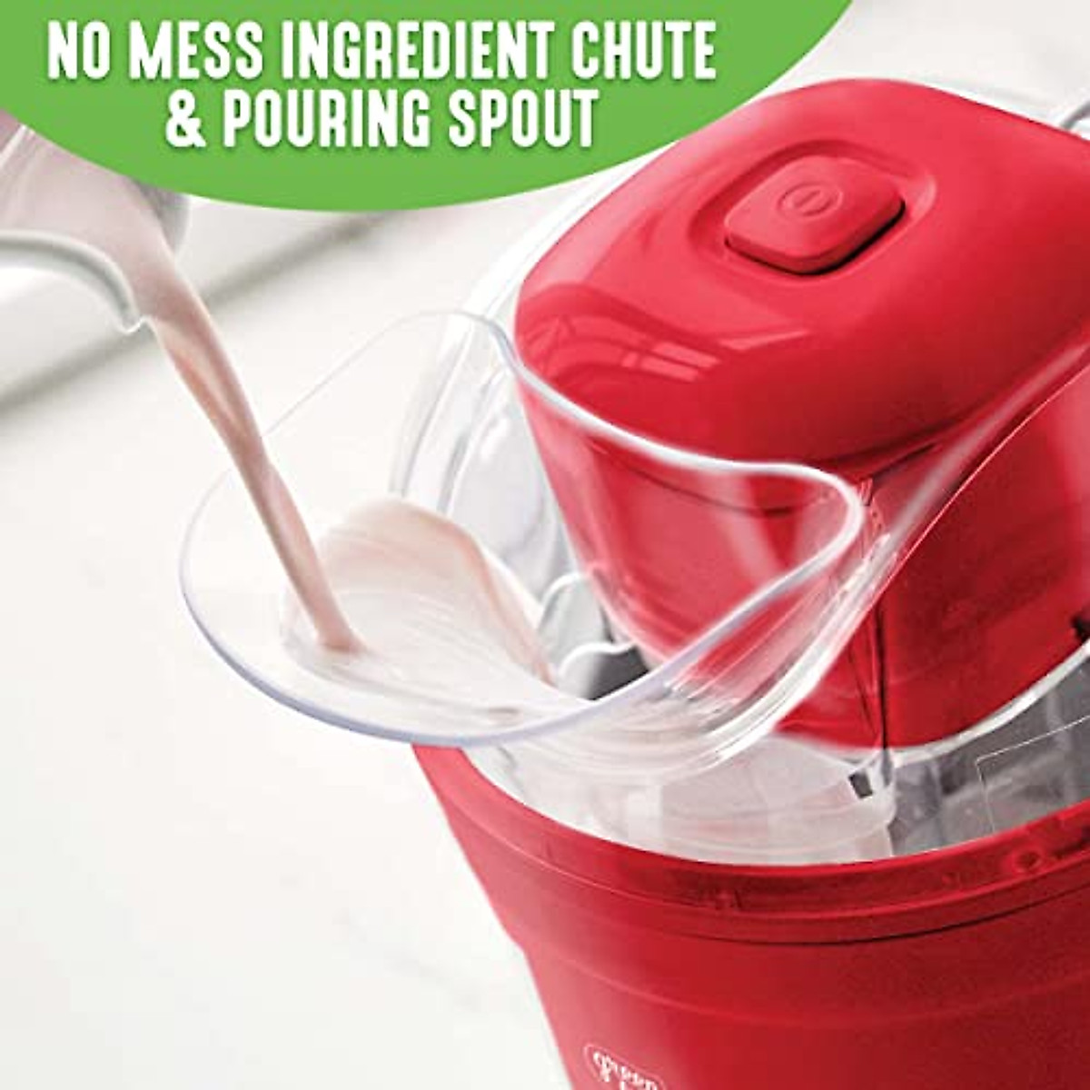 GreenLife 1.5QT Electric Ice Cream, Frozen Yogurt and Sorbet Maker with Mixing Paddle, Dishwasher Safe Parts, Easy one Switch, BPA-Free, Red