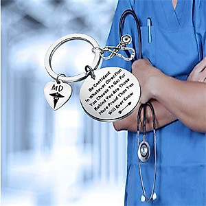 LQRI MD Gifts Keychain Medical Doctor Gifts New Doctor Gifts MD Med Medical School Graduation Gifts Student Doctor Gifts (silver)