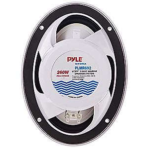 6x9 Inch Dual Marine Speakers - 2 Way Waterproof and Weather Resistant Outdoor Audio Stereo Sound System with 260 Watt Power, Poly Carbon Cone and Cloth Surround - 1 Pair - PLMR692