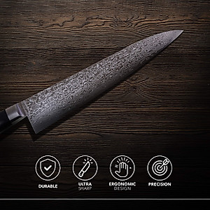 JCK ORIGINAL Kagayaki Japanese Chef’s Knife, KGRP-1 Professional Petty Knife, Polished Patterned Damascus Stainless Steel with Ergonomic Black Pakka Wood Handle, 5.9 inch