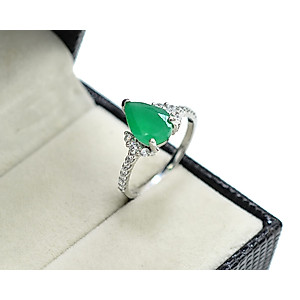 Natural 11X8 MM Green Emerald Gemstone Ring 925 Sterling Silver May Birthstone Art Deco Ring Women Engagement Ring Wedding Gift For Her (Sterling Silver, 11.25 US)