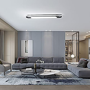 Naroume Modern LED Ceiling Light, 28.3" Flush Mount Ceiling Lamp, 50W Dimmable Metal Ceiling Chandelier Lighting Fixture for Living Room Bedroom Dining Room Office Hallway Aisle