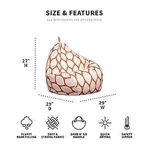 Big Joe Tuffet Weatherproof Bean Bag Chair, Paprika Bella Sunmax, Durable Weather Resistant Fabric, 2.5 feet Teardrop