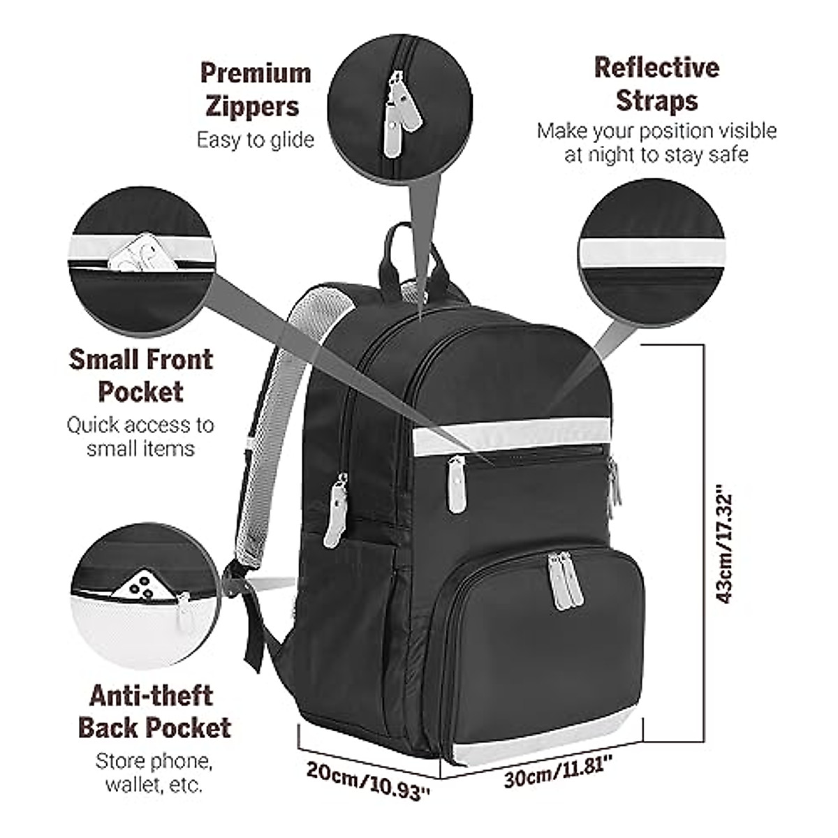 MoKo Womens Gym Backpack, Large Travel Backpack with Shoe Compartment Sports Bag with Wet Pockets 15.6 Inch Laptop Backpack Water Resistant Anti Theft Back Pack for Women Gifts, Black/Gray