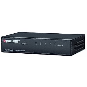 Intellinet 5-Port Gigabit Ethernet Network Switch, Ethernet Splitter - Unmanaged | Plug & Play | Auto Traffic Optimization | Fanless Metal Housing - for Computer Networking Hub, Desktop – 530378