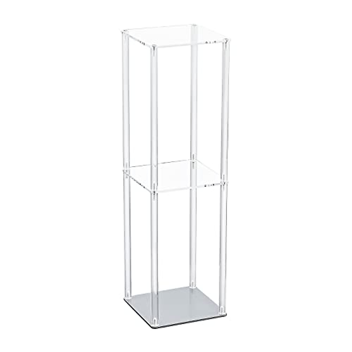 Aquiver Small Acrylic Drink Table - Square Sofa Side Table for Small Space, Living Room, Bedroom - Metal Base, 7'' L x 7'' W x 24'' H