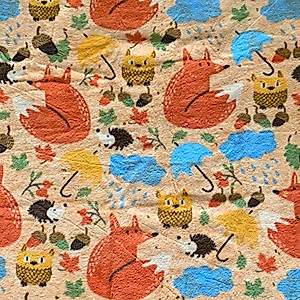 Autumn Critters Anti-Pill Premium No-Sew Throw Fleece Fabric Kit (50x60)