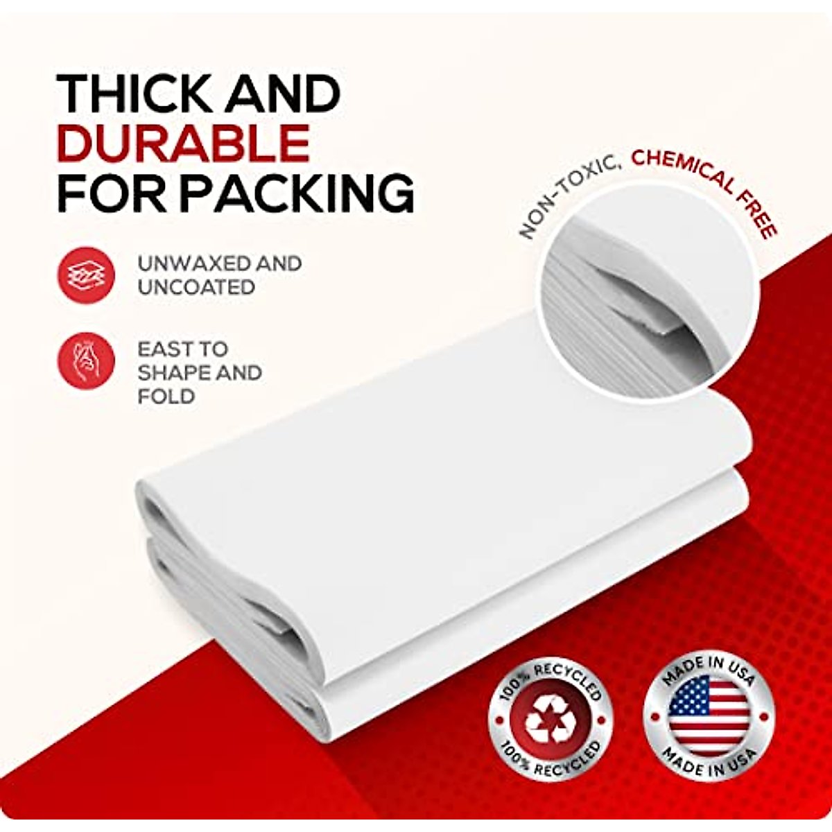 Packaging Paper (~ 5LB Bulk Pack) Size ~ 27" x 17" Unprinted Clean Newsprint Paper Sheets Ideal for Moving, Shipping, Box Filler, Wrapping and Protecting Fragile Items - Made in USA