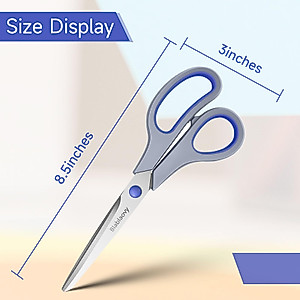 8.5" Scissors, 6 Pack Scissors All Purpose with Soft Comfort-Grip Handles, Sharp Scissors for Office Home DIY Craft Sewing Fabric Craft Supplies, Office Supplies, School Supplies, Right/Left Hand