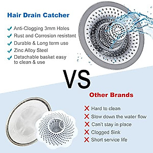MFTEK Drain Hair Catcher Tub Drain Protector, Stainless Steel Bathtub Shower Drain Hair Stopper Strainer Trap for Shower Bathroom Sink to Catch Hair