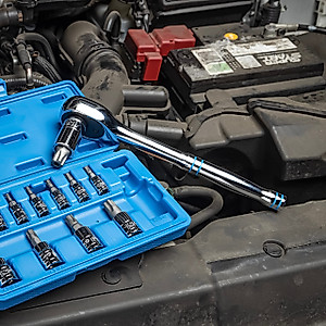 Neiko 03117A 1/2 Inch Ratchet Wrench, 100-Tooth Reversible Ratchet, 3.6 Degree, Quick Release 1/2 Drive Ratchet, 10" Long Handle Ratchet, Oval Head Socket Wrench, CR-V Steel Half Inch Rachet Wrench