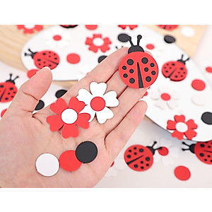 Ladybug Party Confetti - Ladybug Table Decorations, Red Black White Circle ladybug Confetti, Ladybug Birthday Decor, Ladybug Themed Wedding/Bridal Shower/Baby Shower Party Decor (180PCS)