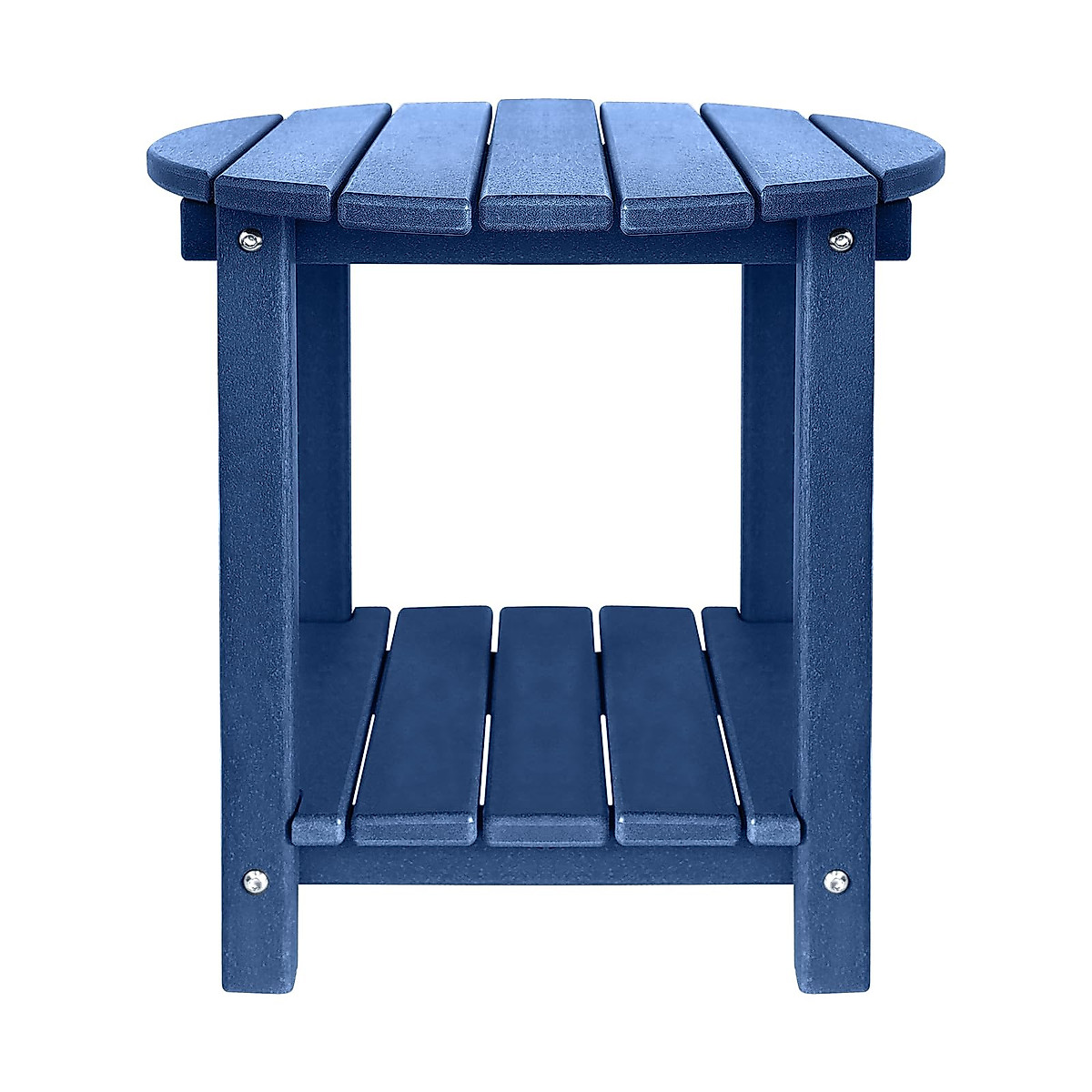 GARDENSTAR Adirondack Round Outdoor Side Table 2-Tier Storage Patio Side Table, HDPE End Tables for Backyard Pool Porch Garden Lawn (Blue)