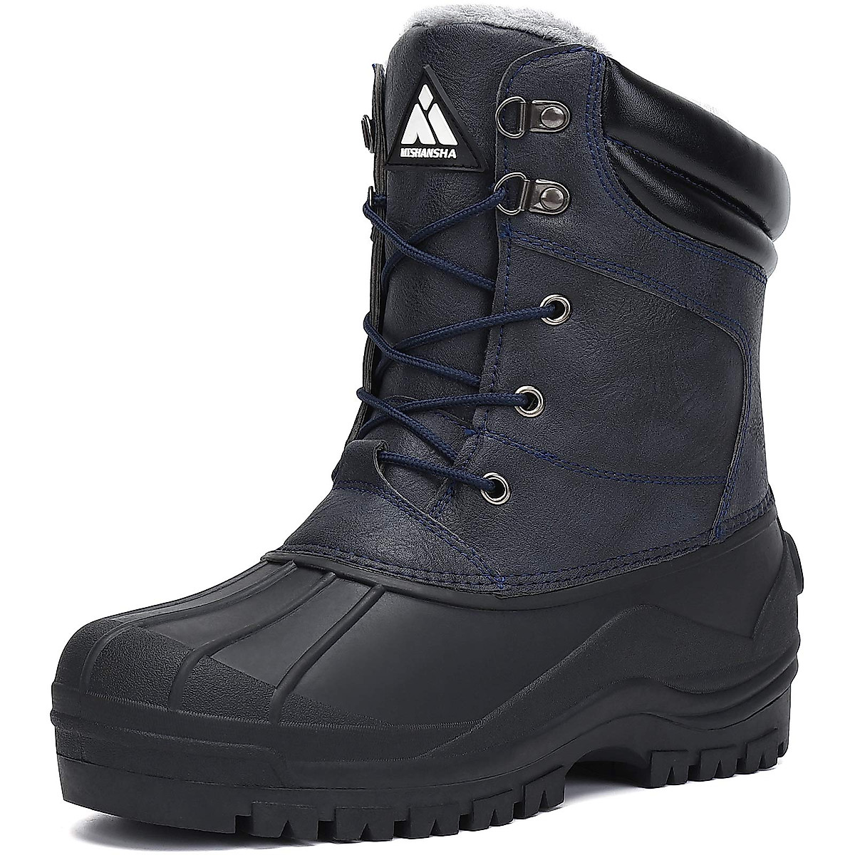 Mishansha Men's Snow Boots Waterproof Winter Boots Fur Lined Duck Boots Insulated Winter Work Boots Blue US 10