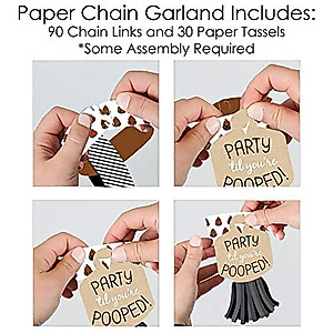 Big Dot of Happiness Party ’Til You’re Pooped - 90 Chain Links and 30 Paper Tassels Decoration Kit - Poop Emoji Party Paper Chains Garland - 21 feet