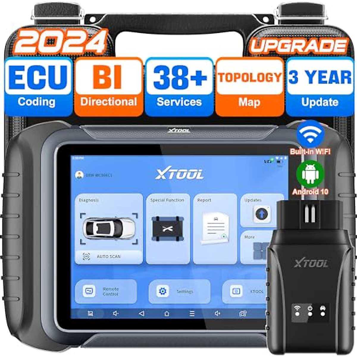 XTOOL D8W Wireless Bidirectional Scan Tool, Topology OBD2 Scanner with 3-Year Updates, ECU Coding, PMI, 38+ Resets, Crankshaft Relearn, CAN FD/DoIP, Full Diagnostic Scanner for Car